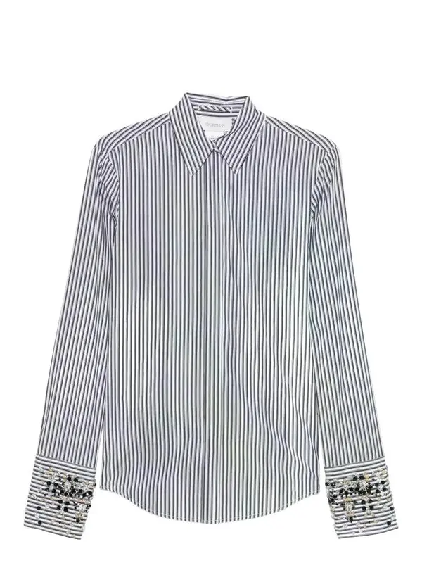 Sportmax Embellished Striped Shirt - White