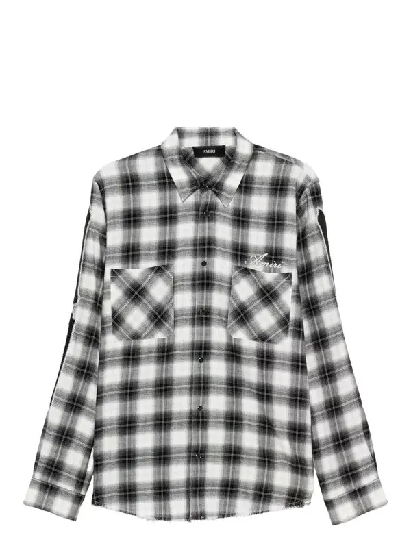 Amiri Bones-appliqué Plaid Shirt - Black