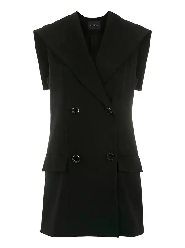 OLYMPIAH Sleeveless Double-breasted Jacket - Black