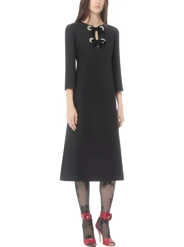 Valentino Garavani Midi Crepe Couture Dress - Black