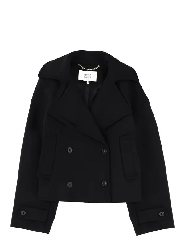 Maison Kitsuné Double-breasted Cropped Coat - Black