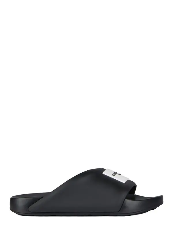 Givenchy Label Flat Mules In Rubber - Black
