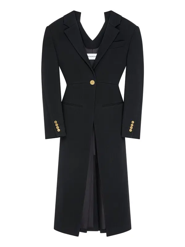 Givenchy Slashed Wool Coat - Black