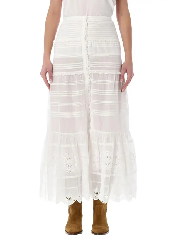 Isabel Marant Paoline Organic Cotton & Lace Skirt - White