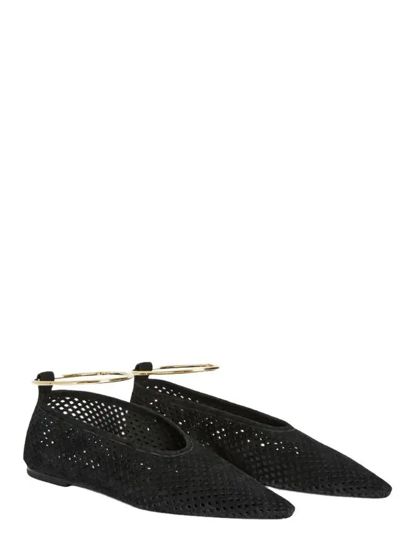 JIL SANDER Perforated Ballerinas With Ankle Detail - Black