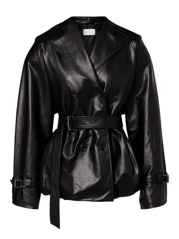 Magda Butrym Hooded Leather Jacket - Black