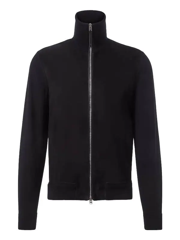 TOM FORD Suede And Wool-blend Zip-up Sweater - Black