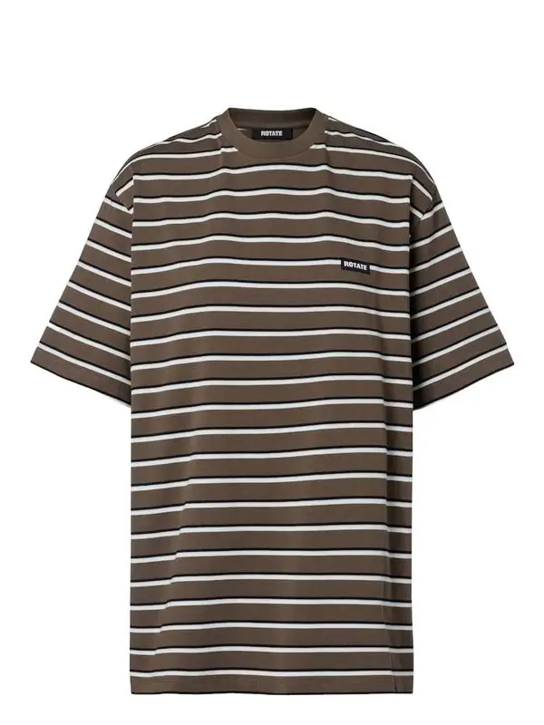 Remain Birger Christensen Striped Oversized Cotton Jersey T-shirt - Brown