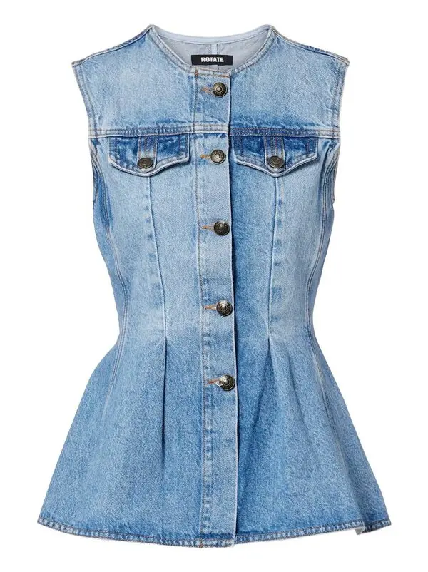 Remain Birger Christensen Zoey Peplum Denim Top - Blue