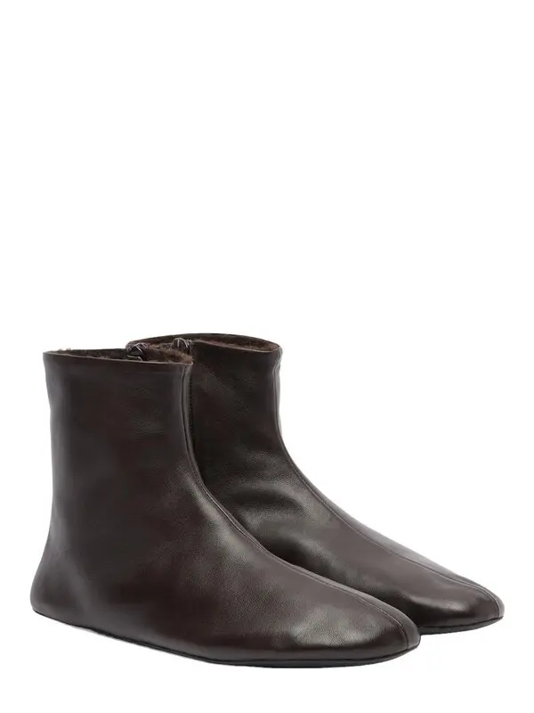 THE ROW Stella Shearling-lined Leather Ankle Boots - Brown