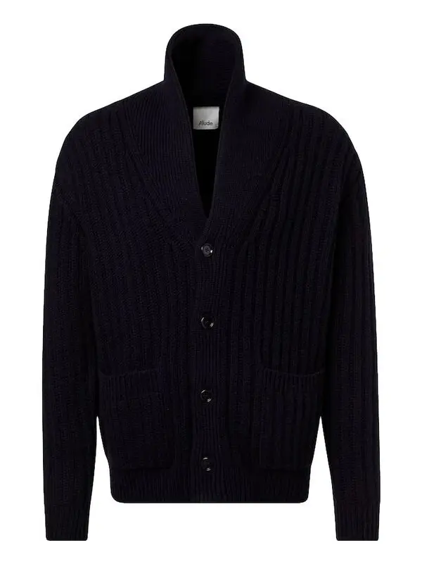ALLUDE Ribbed-knit Wool And Cashmere Cardigan - Blue