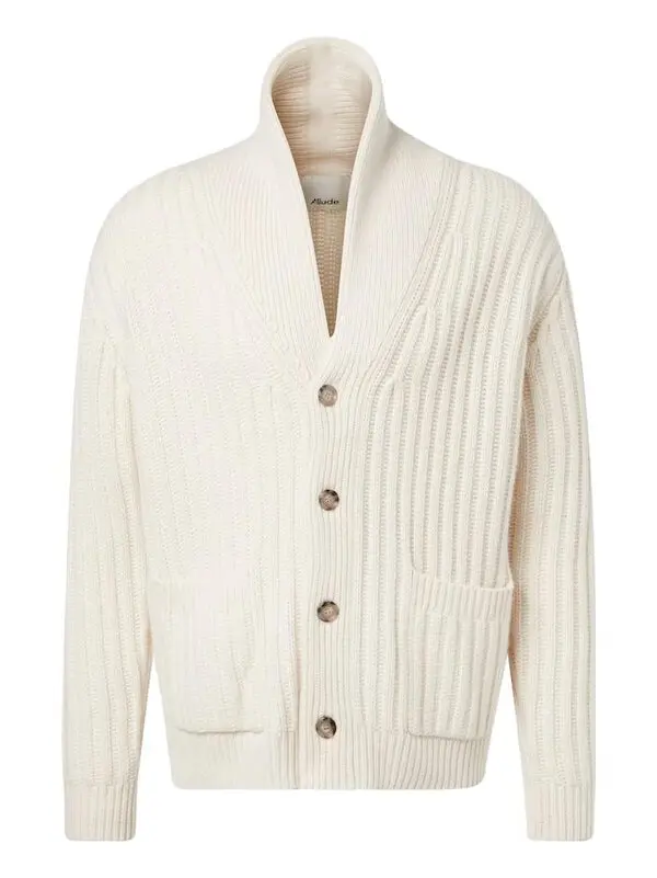 ALLUDE Ribbed-knit Wool And Cashmere Cardigan - White