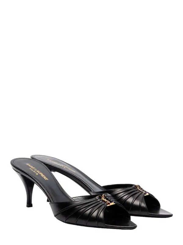 Saint Laurent Babylone 60 Leather Mules - Black