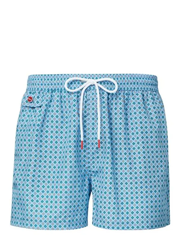 Kiton Logo Printed Swim Trunks - Blue