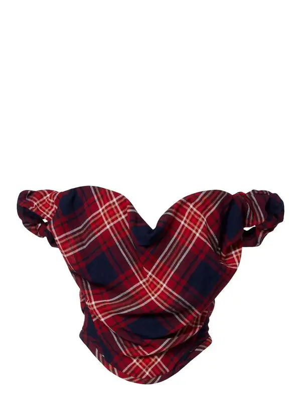 VIVIENNE WESTWOOD Sunday Off-shoulder Plaid Bustier Top - Red
