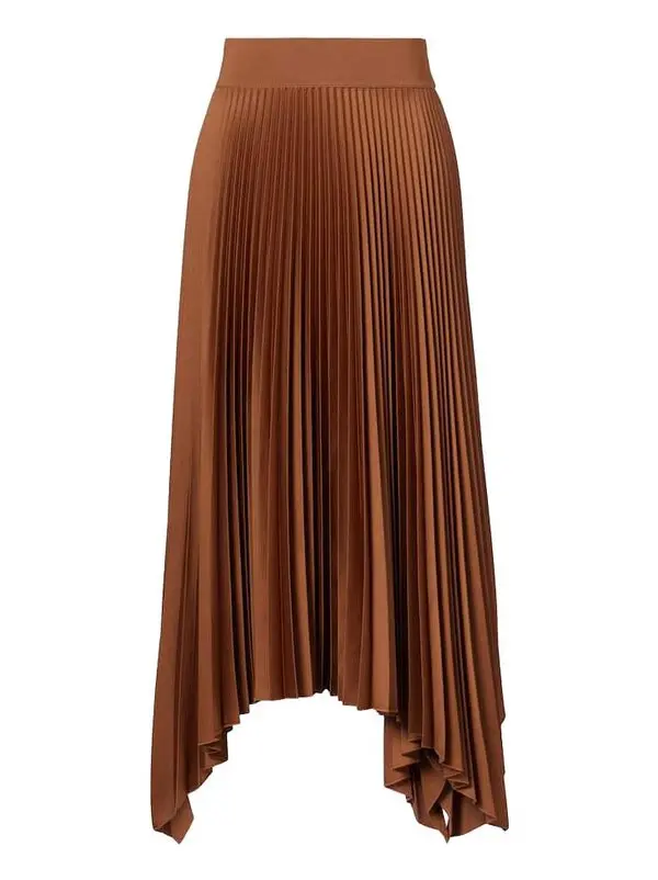 JOSEPH Ade Plissé Asymmetric Crêpe Midi Skirt - Brown