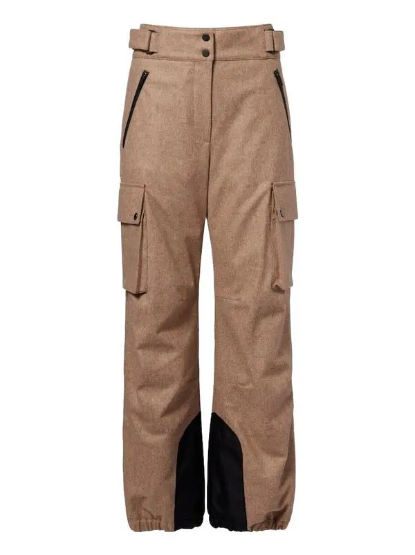 Brunello Cucinelli Virgin Wool Flannel Cargo Pants - Beige