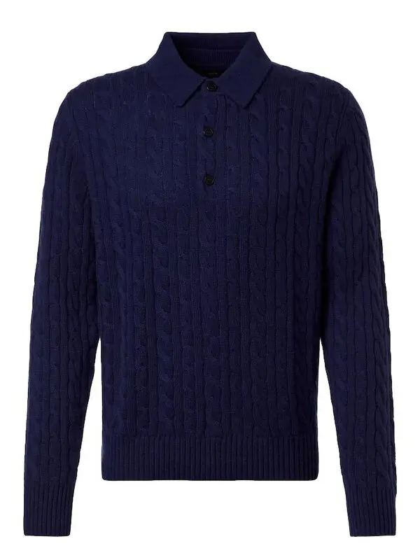 Arch4 Cable-knit Cashmere Polo Sweater - Blue