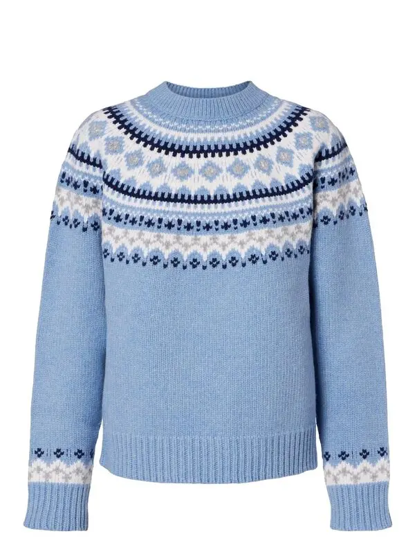 Miu Miu Fair Isle Virgin Wool Jacquard Sweater - Blue