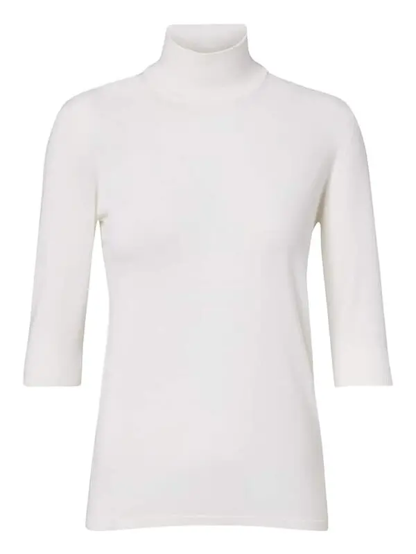 Max Mara Boa Virgin Wool Turtleneck Top - White