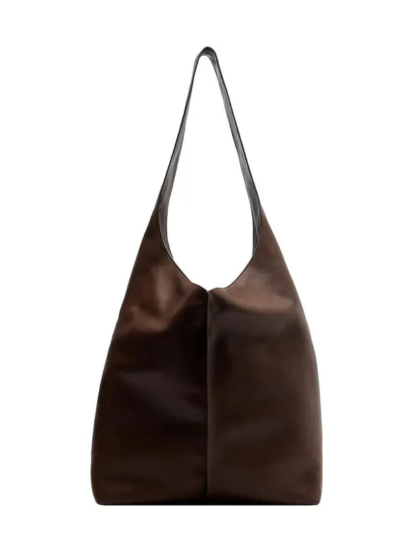 THE ROW Bindle Medium Leather Shoulder Bag - Brown