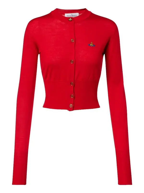 VIVIENNE WESTWOOD Bea Cropped Wool And Silk Cardigan - Red