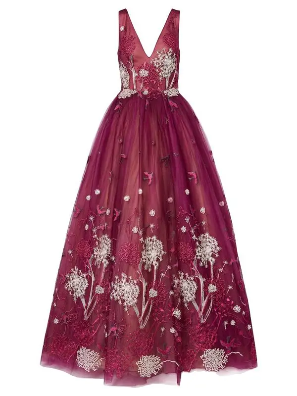 Costarellos Embellished Gown - Red