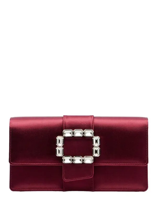 Manolo Blahnik Maycapjou Embellished Satin Clutch - Burgundy