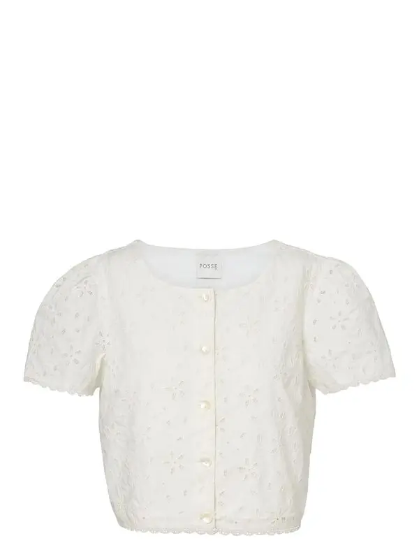 Posse Salma Embroidered Cotton Top - White