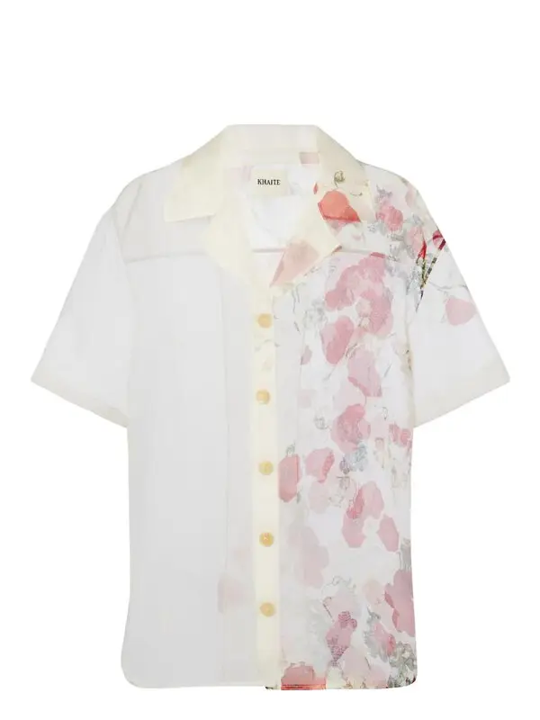 Khaite Riordan Floral Silk Organza Shirt - White