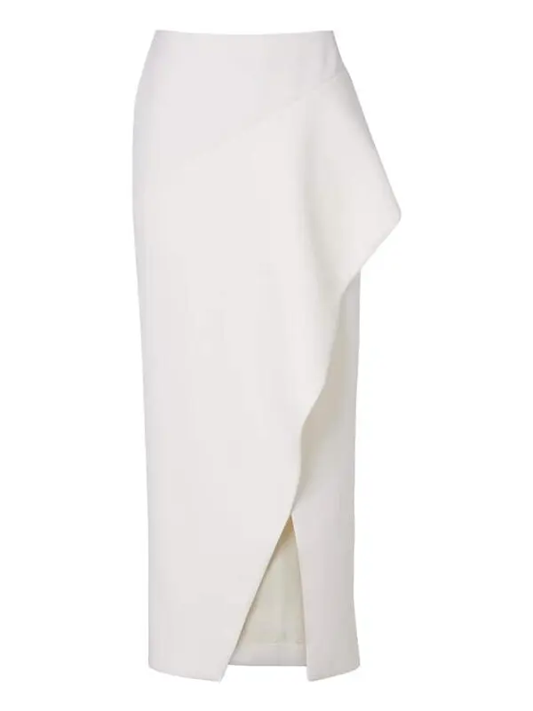 Khaite Jaia Wool Midi Skirt - White