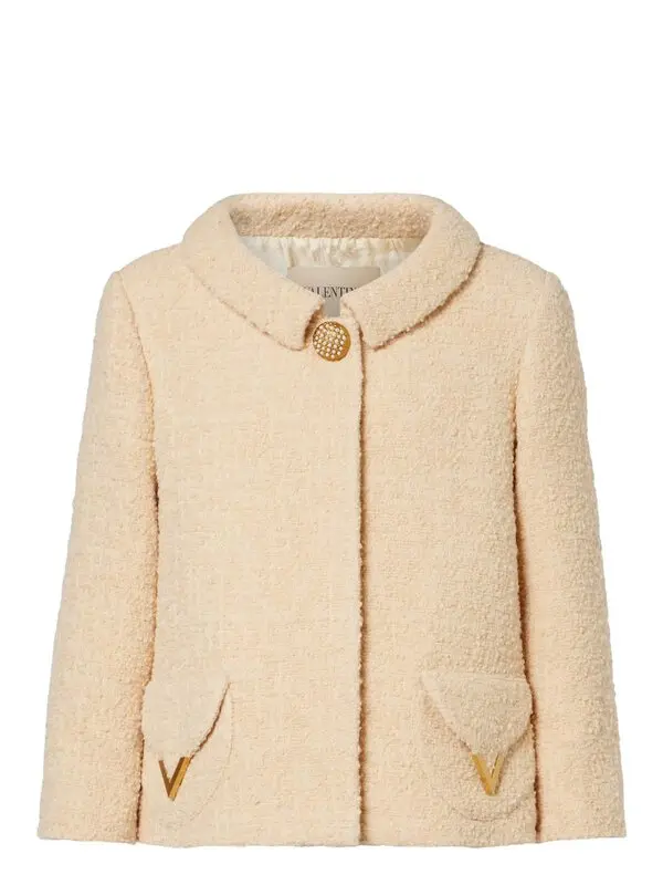 Valentino Garavani Embellished Wool-blend Tweed Jacket - Beige