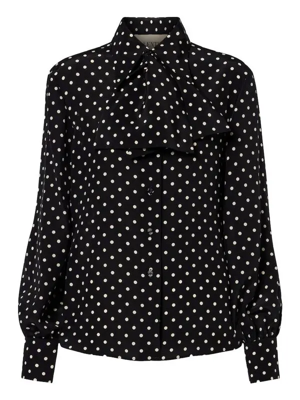 Valentino Garavani Bow-detail Polka-dot Silk Shirt - Black