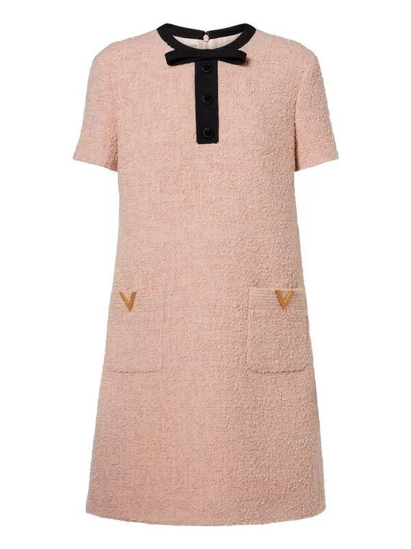 Valentino Garavani Vgold Wool-blend Tweed Minidress - Pink