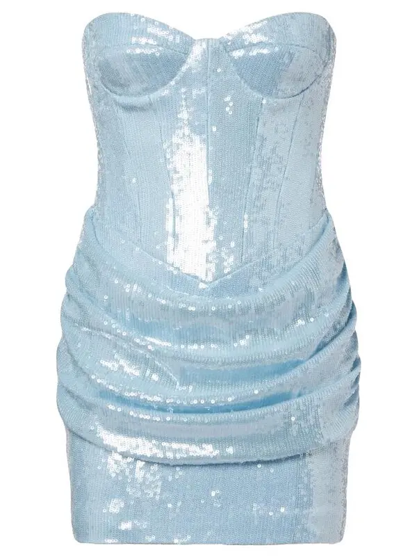 THE NEW ARRIVALS ILKYAZ OZEL Pamela Sequined Strapless Minidress - Blue