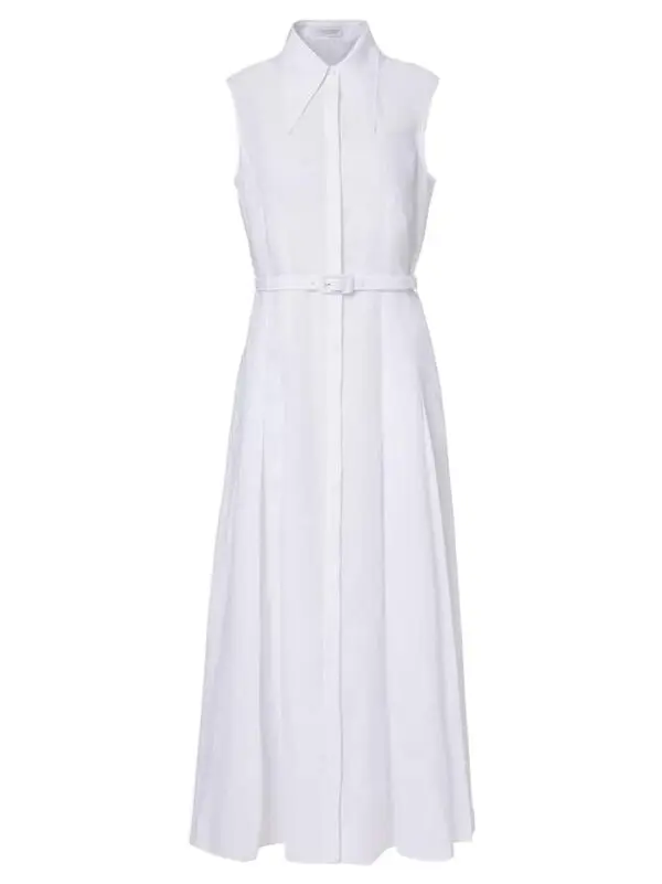 Gabriela Hearst Durand Belted Linen Shirt Dress - White