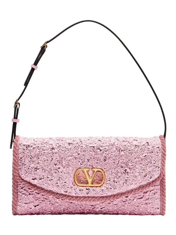 Valentino Garavani Devain Small Cloqué Jacquard Shoulder Bag - Pink