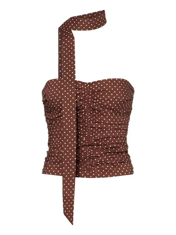 Posse Edie Polka-dot Top - Brown