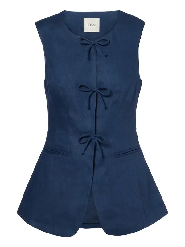 Posse Sabine Linen Vest - Blue