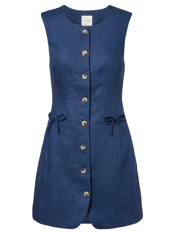 Posse Sabine Linen Mini Dress - Blue