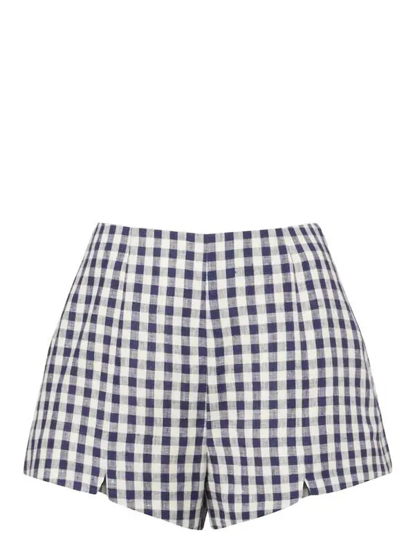 Posse Sadie Gingham Linen Shorts - Blue