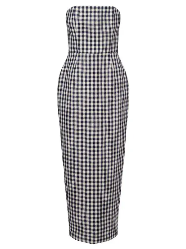 Posse Romeo Gingham Strapless Maxi Dress - Blue