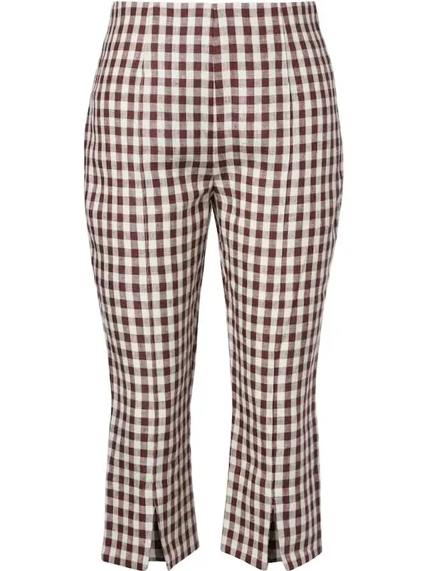 Posse Sadie Gingham Linen Capri Pants - Brown