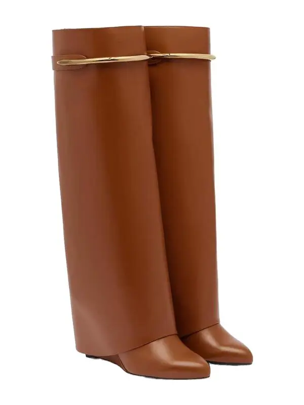 Givenchy Shark 95 Leather Knee-high Boots - Brown