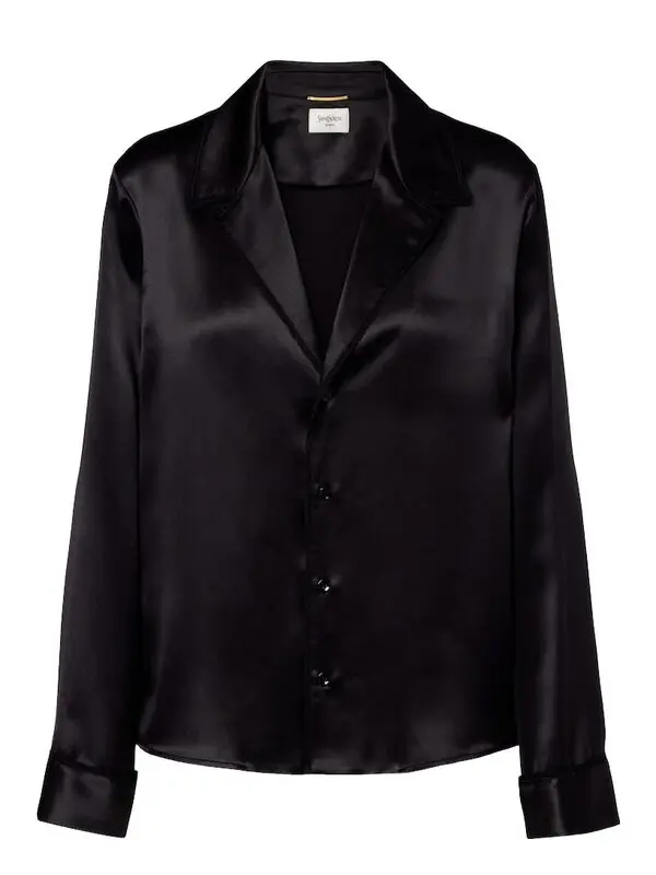 Saint Laurent Silk Satin Shirt - Black