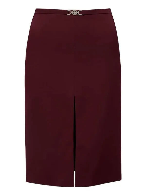 Versace Medusa Wool Gabardine Pencil Skirt - Burgundy