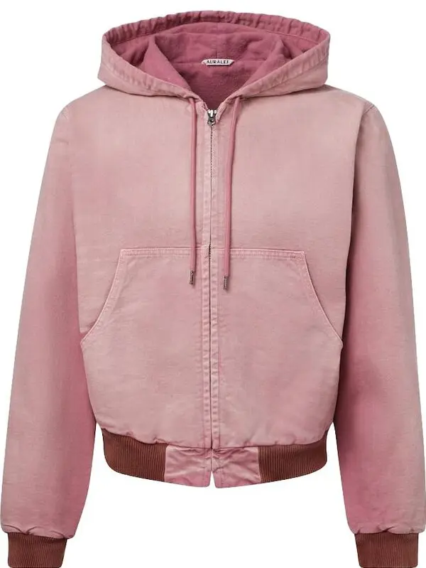 Auralee Cropped Cotton Hoodie - Pink