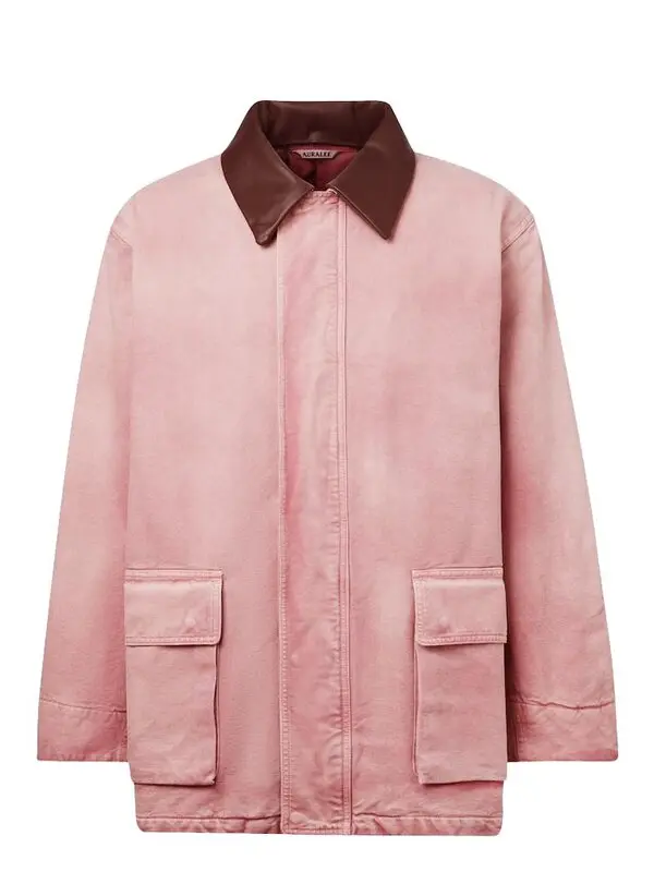 Auralee Leather-trimmed Cotton Blouson Jacket - Pink