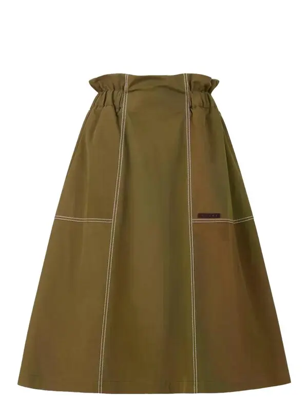 Marni Midi Skirt With Contrast Stitching - Green