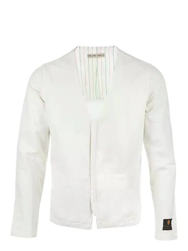EMILIANO RINALDI Cotton V-neck Jacket - White